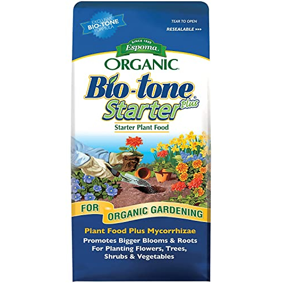 Espoma Organic Bio-Tone Starter Plus 4-3-3 Natural & Organic Starter Plant Food with Both Endo & Ecto Mycorrhizae; 4 lb. Bag; The Ultimate Starter Fertilizer - Pack of 3