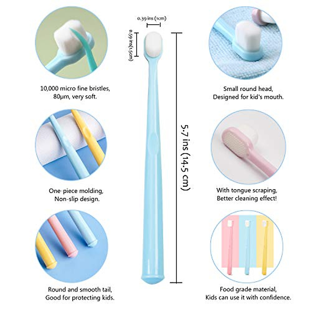 EasyHonor Baby Toothbrush & Toddler Toothbrush for Age 4-12 Years Old, Extra Soft Toothbrush with 10000 Soft Floss Bristle for Baby Gum Care. (6Pcs)