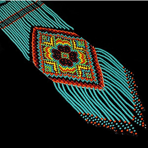 Weavish Native American Style beaded necklace for women Boho Statement Designer Jewelry Handmade Seed bead Long with earrings and Bracele (Turquoise)