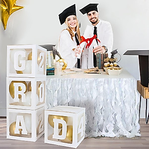 2024 Graduation Decorations Balloon Boxes - Graduation Party Decorations Class of 2024, 4pcs Balloons Box with GRAD, 2024,Perfect for High School College Kindergarten Graduation Celebration Party