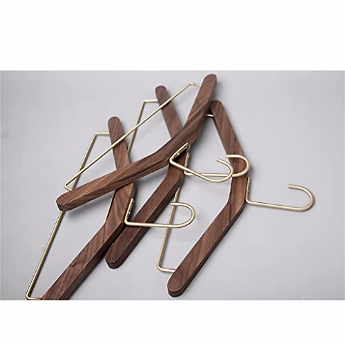 GRETD Walnut Hangers Brass Hooks Wood Coat Hangers Trousers Hanger Clothing Store Display Hooks Wardrobe Organizer