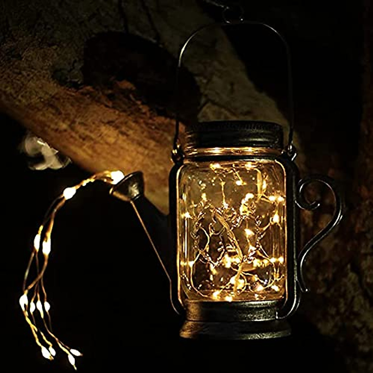 2 Pack Small Outdoor Solar Hanging Lanterns Led Solar Lantern Waterproof for Balcony Garden Courtyard Walkway Patio Decoration (Warm White)