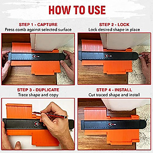 Contour Gauge (10-inch) Shape Duplicator, Ruler & Corner Measuring for Woodworking, Flooring, Angle Finder. Super Gauge Shape and Outline Tool, Contour Gauge with Lock, Contour Gauge Tool