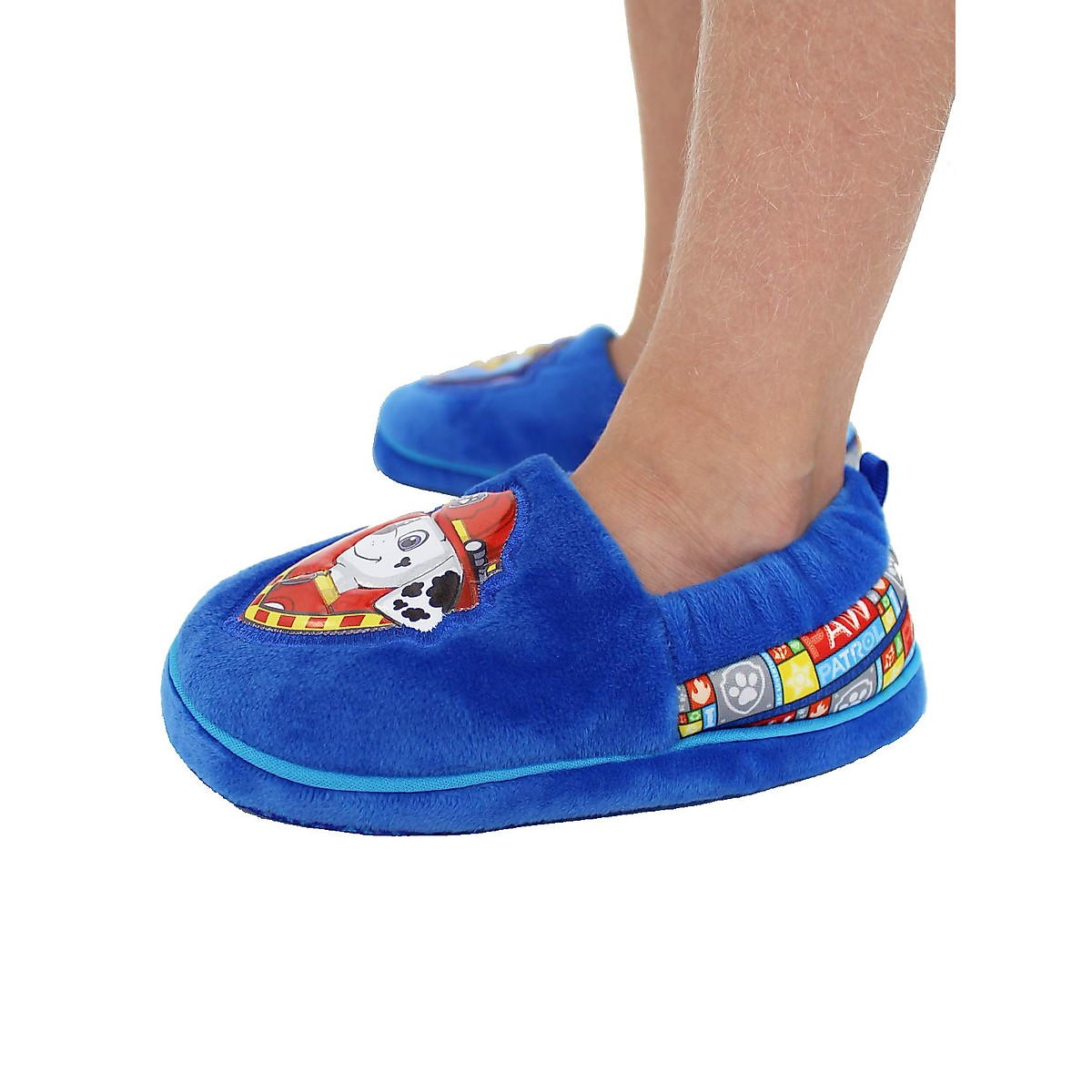 Josmo Kids Paw Patrol Chase Marshall Toddler Boys Plush Aline Slippers (7-8 M US Toddler, Blue/Red)