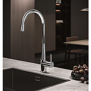 Kitchen Faucet Modern Single Handle High-arch Gooseneck Lead-free Solid Brass Sink Faucets