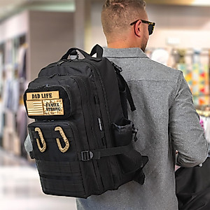 ActiveDoodie Dad Diaper Bag for Men with Removable Patches, Waterproof Tri-fold Changing Pad, Insulated Pouches, Molle Webbing, YKK Zippers, Black