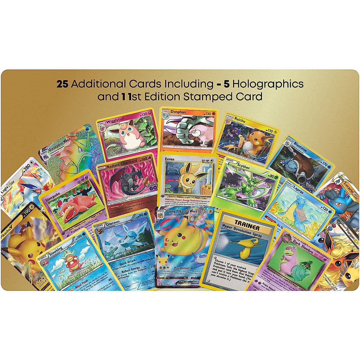 Pokemon TCG: Graded Card Mystery Power Pack - Gold Edition - 1 PSA 10 Graded Card + 25 Additional Cards with 5 Holofoils - 1 First Edition Card + 2 Factory Sealed 10 Card Booster Packs + 1 Code Card
