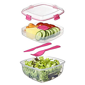 4/Pack Sistema Klip It Salad To Go Container Freezer 4.5 Cup Assorted Colors