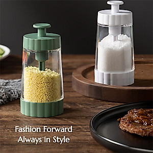 KINTEGOOD Upgrade Salt and Pepper Shakers, Salt Shaker Spice Shaker Seasoning Shaker, Salt Container Salt Dispenser Salt Shakers for Kitchen, Salt and Pepper Shakers Set (1*Green)