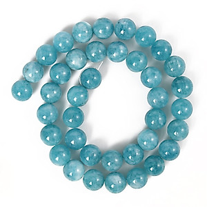 45pcs 8mm Natural Stone Beads Blue Chalcedony Beads Crystal Gemstone for Jewelry Making, DIY Bracelet Necklace