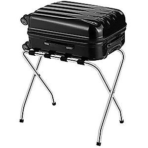 Byroce Foldable Rack, Chromed Suitcase Nylon Belts, No Assembly Required for Home Bedroom Guest Room Hotel, Durable Folding Bag, Commercial Luggage Stand Holder for Easy S, Silver, Black