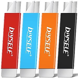DIYSELF Box Cutters, 4 Pack Small Box Cutter Retractable, Box Cutter Knife with Single Edge Razor Blade, Utility Knife All Metal Shell, Box Opener for Packages, Boxes and Paper, Box Knife for Office