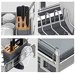 SDGH Dish Rack Space Aluminum Kitchen Dish Rack Drain Rack Tableware Dish Rack Drain Dish Rack Release Tray Storage Box Rack