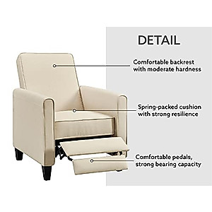 Landon Manual Pushback Recliner Chairs, Customizable Comfort in a Compact Design Reclining Chair, Small Recliners for Small Spaces with Adjustable Footrest, Linen Push Back Recliner Chair – Dark Gray