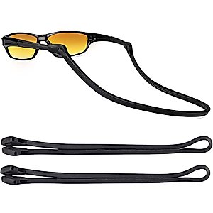 KECHIO Glasses Strap Lightweight Silicone Eyeglasses String Strap Holder Eyewear Retainer Sports Sunglasses Chain Men Women 2PCS(Black/Black)