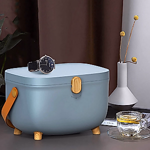 TOWEBOORY Medicine Storage Box,Oval Medicine Box Organizer Storage, Plastic Medical Storage Containers, Oval Double Layers Multi Grid Large Capacity Medical Box Organizer for Home Dorm (Glacier Blue)