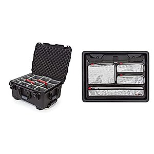 Nanuk 950 Waterproof Hard Case with Wheels and Padded Divider - Black & Lid Organizer for 950 Case (950-LIDO)