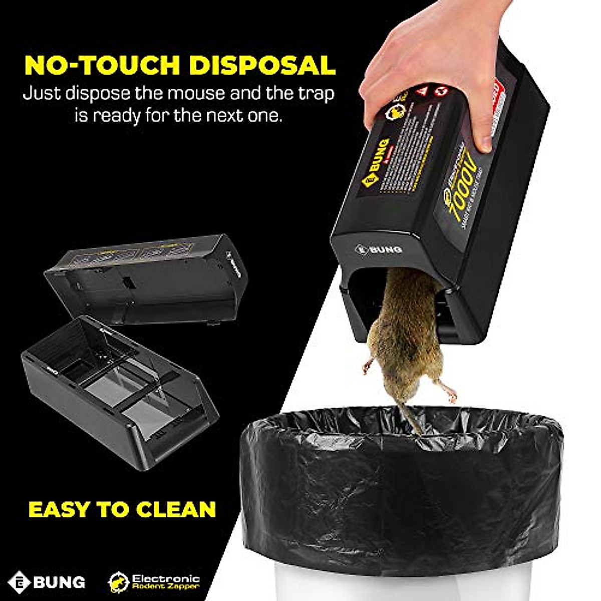 Ebung Electric Mouse Trap and Rat, Rodent, Chipmunk Zapper That Work— Instant and Humane Rodent Mice Killer – Powerful 7000 V Electrical Beam – Mess-Free Operation – Works Safe and Durable