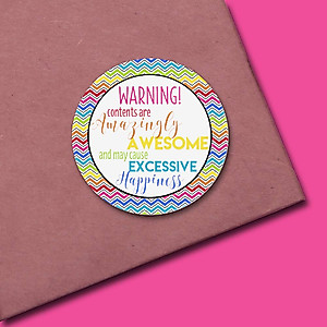 Warning Contents are Awesome Thank You Customer Appreciation Sticker Labels for Small Businesses, 60 1.5" Circle Stickers by AmandaCreation, Great for Envelopes, Postcards, Direct Mail, & More!