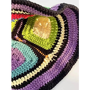 Verdusa Women's Colorblock Crochet Bucket Hat Knitted Beanies Cap Multicolor one-size