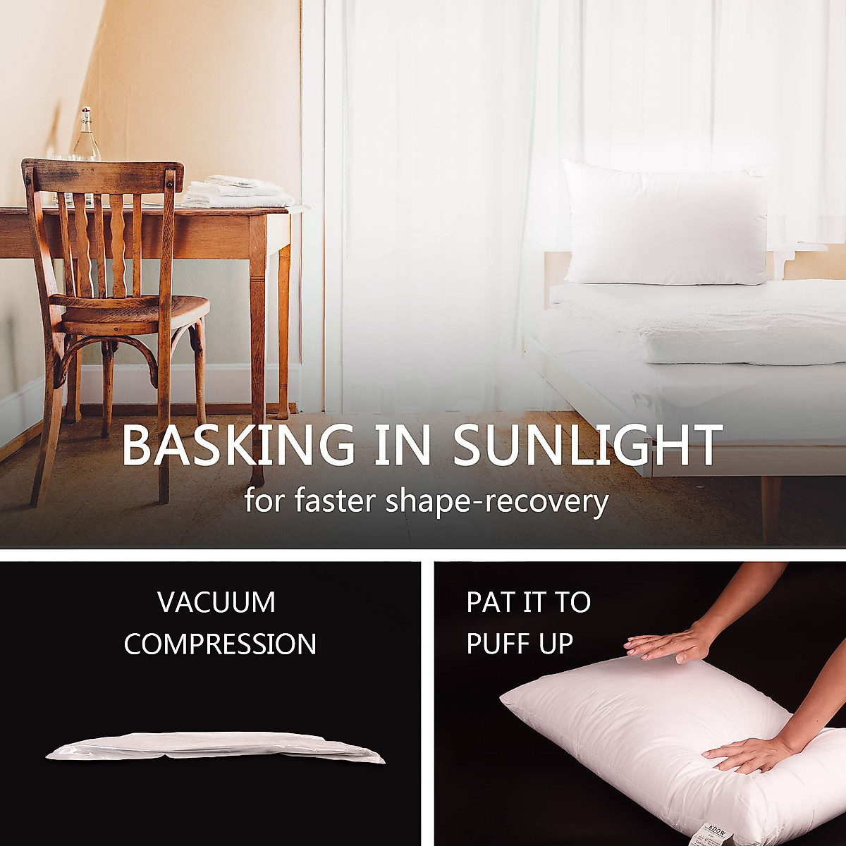 EDOW Luxury Soft Pillows for Sleeping, Fluffy Down Alternative Polyester Fiber Filled Pillow, Home&Hotel-Collection, Machine Washable