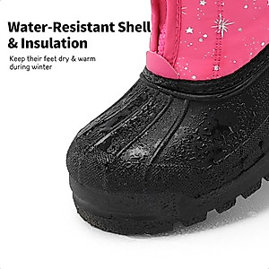 DREAM PAIRS Boys Girls Waterproof Winter Snow Boots,Size 2 Little Kid,Fuchsia/Multi,KSTAR