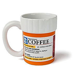 BigMouth Inc. Coffee Mug with A Fun Prescription, Cute Mugs, for Coffee Lovers, White