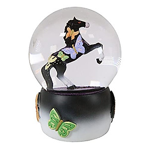 Ebros Gift Trail of Painted Ponies Western Metamorphosis Butterflies Black Beauty Horse Glitter Water Globe 5.25" Tall Farmhouse Ranch Cabin Country Snow Globes Collectible Figurine