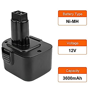 2 Pack Battery Replacement Battery Compatible with Dewalt 12V Battery 3.6Ah DC9071 DW9072 DW9071 DE9074 DE9037 DE9071 DE9072 DE9075 for 12 Volt Battery Cordless Power Tool