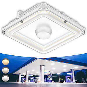 100W LED Canopy Light with Photocell, ETL DLC Listed 100W 80W 60W Adjustable Carport Lights Outdoor 13500Lm IP65 Waterproof 3000K/4000K/5000K Square Canopy Light for Gas Station Garage AC100-277V
