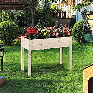 TMEE 4FT Raised Garden Bed Wooden Elevated Wood Planter Garden Box Kit for Vegetable Flower Herb Gardening Backyard Patio, Easy Assembly, 30in Height