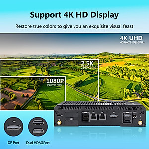 VNOPN Industrial Fanless Mini PC Intel J4125, Dual 2.5G NIC 8G DDR4 128G SSD Mini Desktop Computer, Desktop PC with Windows 11 Pro License,Support Triple Diaplay, DP 4K 60Hz, Dual Band WiFi BT4.2