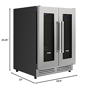 THOR Kitchen Freestanding/Under-Counter 24-Inch Dual Zone Wine Cooler in Stainless Steel - Model TWC2402