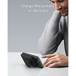 Anker 622 Magnetic Battery (MagGo with PopSockets Grip), 5,000mAh Wireless Portable Charger with Swappable PopGrip and Stand, USB-C for iPhone 14/13/12 Series (Black)