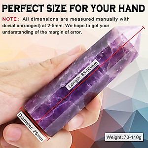 CASMON Amethyst Crystal Tower 3.2"-3.5" Healing Crystal Point Wand, Natural Large 6 Faceted Prism Natural Lepidolite Crystal Wand with Gift Box for Reiki, Chakra, Meditation, Collection, Home Décor