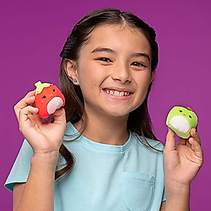 Squishville by Squishmallows Mini Plush Fruit Squad, Six 2" Soft Minimallow Plush, Irresistibly Colorful Fruits, Mini Peach, Pineapple, and Watermelon