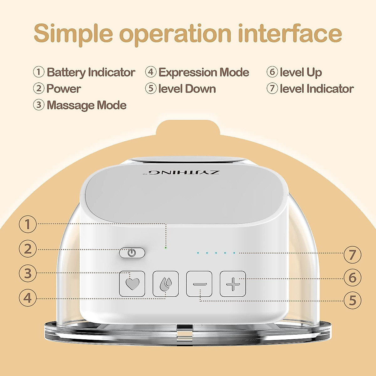 Breast Pump,Wearable Breast Pump,Breast Pump Hands Free,Hands Free Breast Pump,Low Noise,Painless Massage and Breast Suction 2Modes,5Levels Electric Breast Pump Portable，24mm Flange