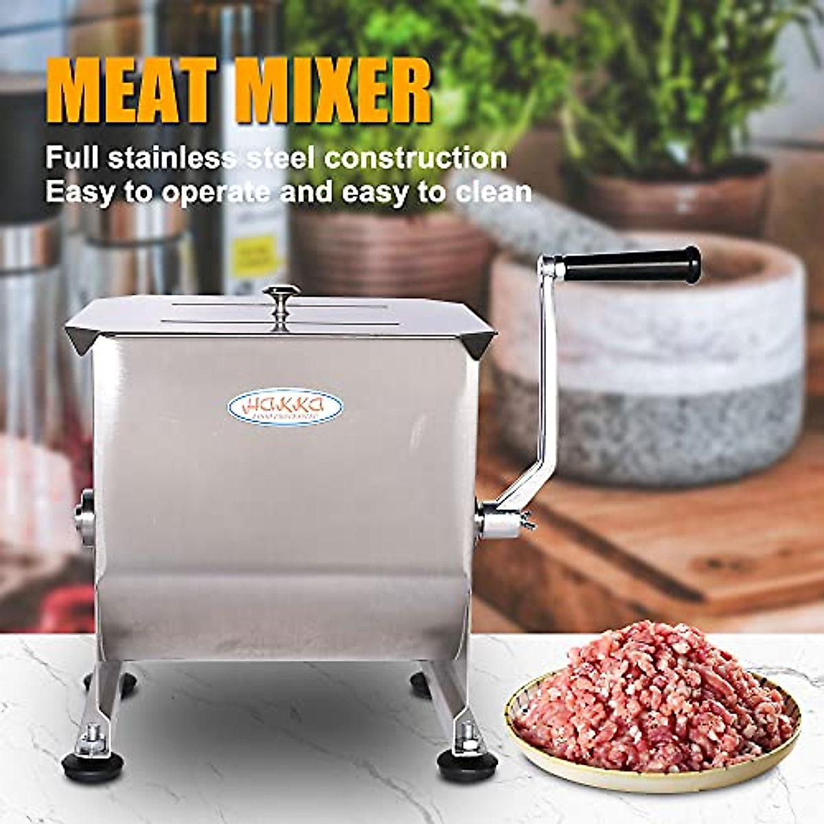 Hakka 15-Pound/7.5-Liter Capacity Tank Stainless Steel Manual Meat Mixers (Mixing Maximum 15-Pound for Meat)