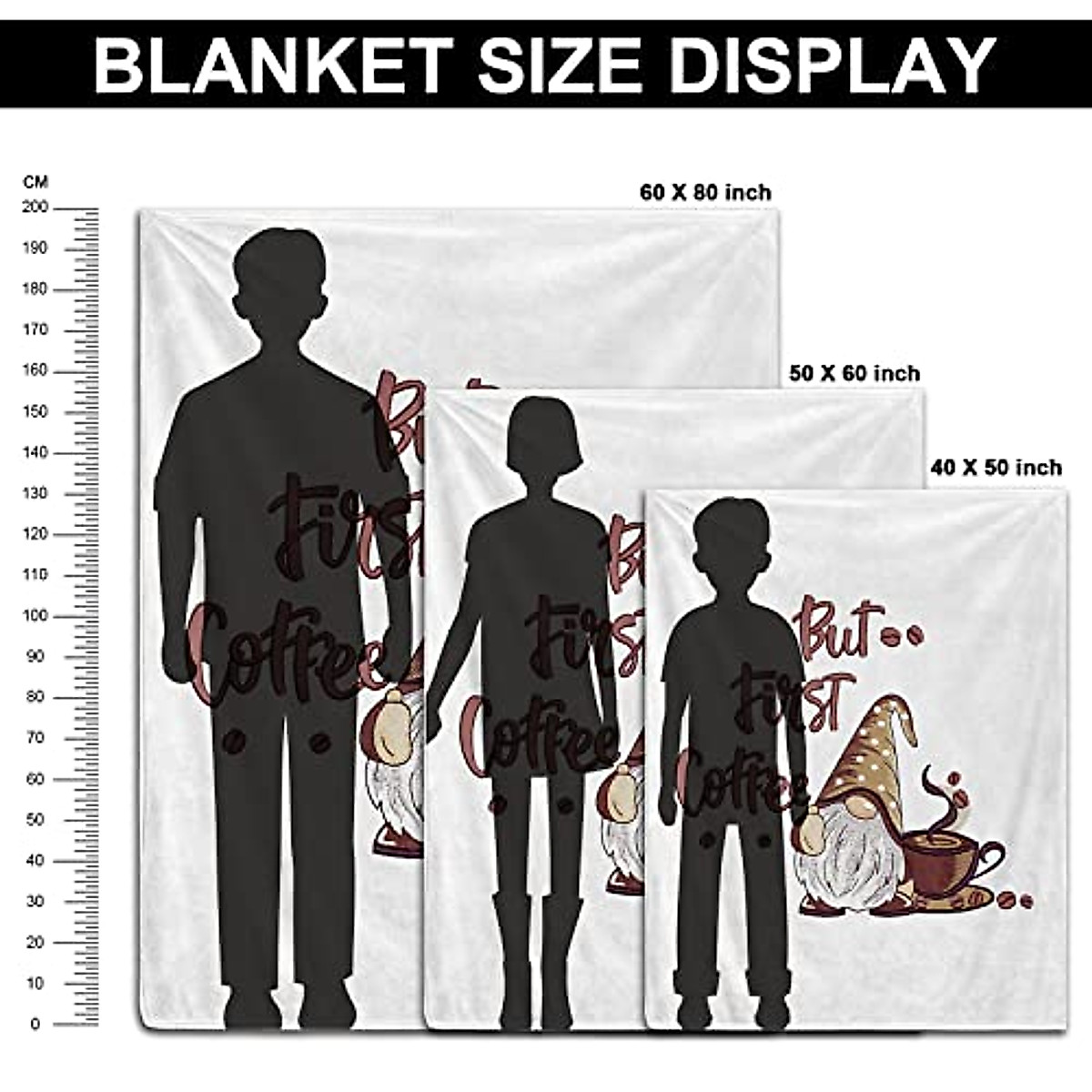 Ivarunner Coffee Gnome Throw Blanket, But First Coffee Blankets for Coffee Lovers, Gnome Gifts for Birthday/Kids/Adults Friends, Spring Gnome Decor Couch Sofa Bed Travel Blankets, 50x60 Inch