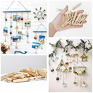 100 Pack Wooden Clothes Pins Small Laundry Wood Clips Clothing Pegs Bag Clips for Hanging Clothes, Hanging Pictures, Laundry Drying, Arts Crafts, Photo Wood Clip Pin with Spring
