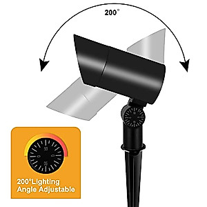 CINOTON 30W LED Landscape Lighting Outdoor with Photocell Sensor 120V Waterproof Dusk to Dawn Directional Uplight with US 3-Plug and 6.6 FT Cord Tree Flag Spotlights with Spike Stand 3000K Warm White