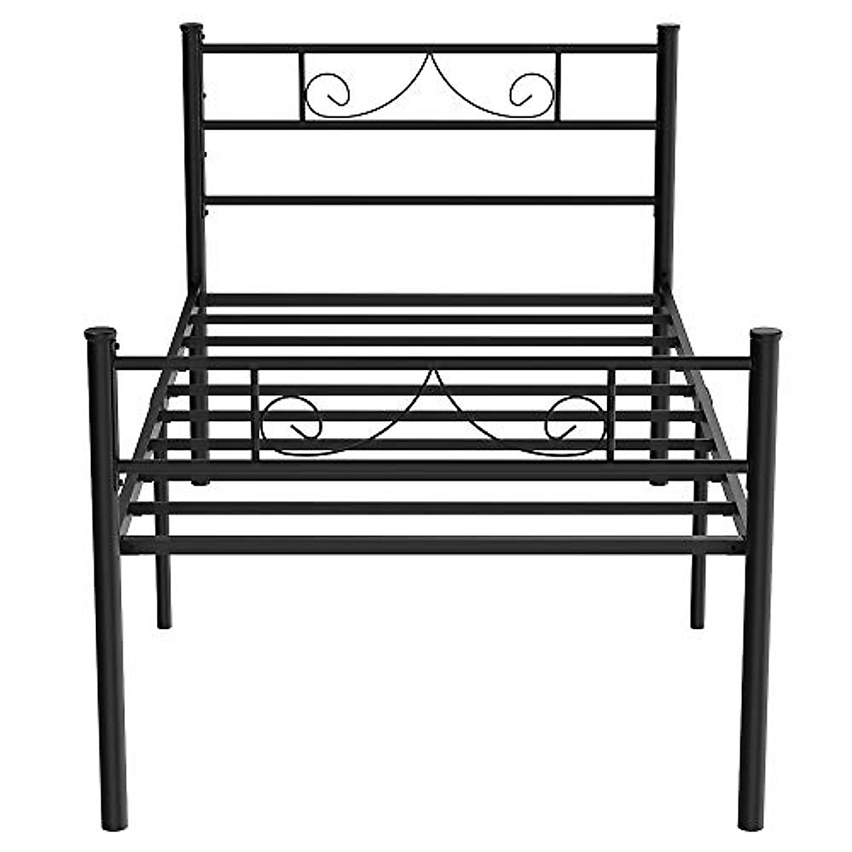 HAAGEEP Twin Bed Frame with Headboard Storage No Box Spring Needed Metal Platform Single Size Bedframe Foundation 18 Inch High