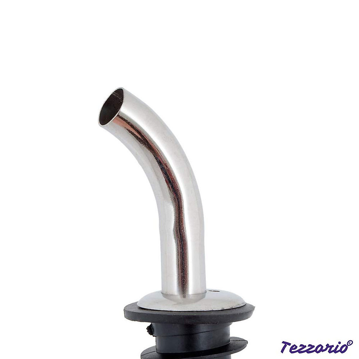 (Pack of 12) Stainless Steel Curved Liquor Bottle Pourer, Speed Pourer with Gooseneck Spout, Liquor Pour Spouts by Tezzorio