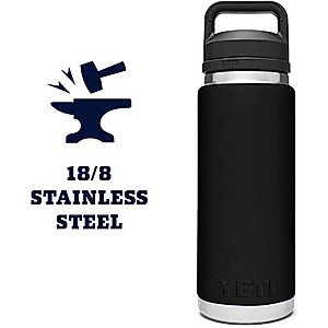 YETI Rambler 36 oz Bottle, Vacuum Insulated, Stainless Steel with Chug Cap, Black