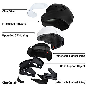 Favoto Full Face Motorcycle Helmet DOT Approved, Cascos para Motos Snowmobile Dirt Bike Helmet for Adults Men Women, Anti-Fog Film Included, Black, Large