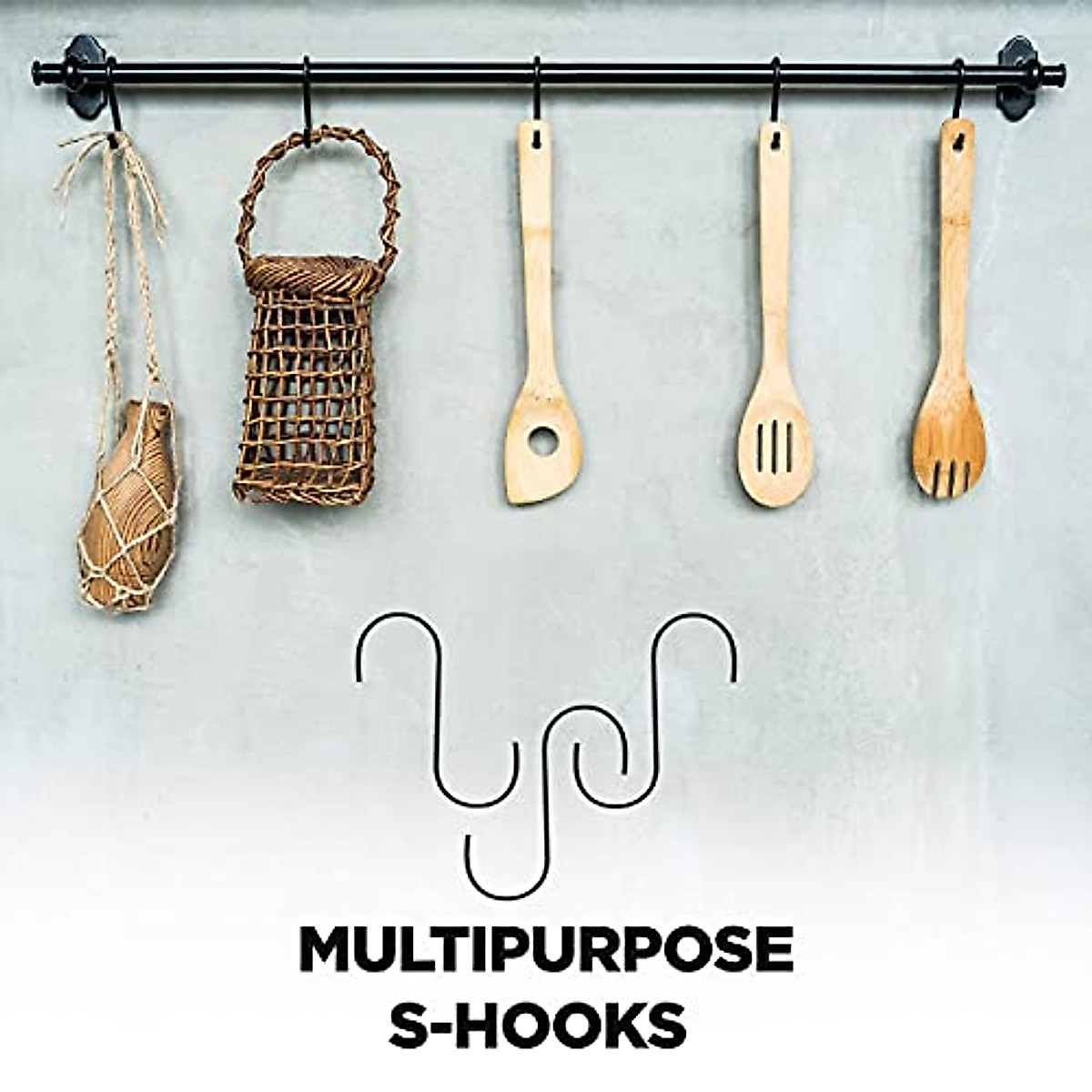 GREENITY Pack of 30 Black S Hooks for Hanging Clothes Heavy Duty Stainless Steel S Shaped Hooks for Hanging Clothes, Bags, Blankets, Pots, Plants, Garage Tools and Kitchen Utensils (3.7 Inches)