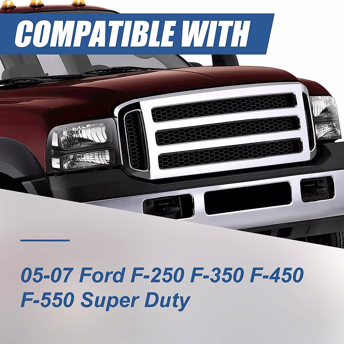 Auto Dynasty [Halogen Model Factory Style Headlights Assembly Compatible with Ford F250 F350 F450 F550 Super Duty 05-07, Driver and Passenger Side, Black Housing Clear Lens