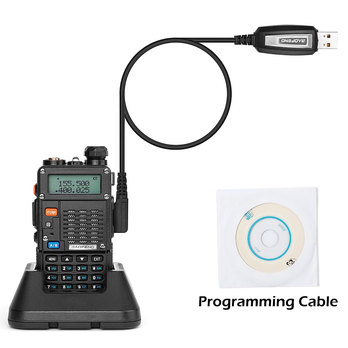 BaoFeng UV-5R 8-Watt (3rd Gen) Handheld Ham Radio with 2 Rechargeable Battery, Dual-Band 2-Way Radio Handheld Walkie Talkies Complete Set with Earpiece and Programming Cable (Pack 1)