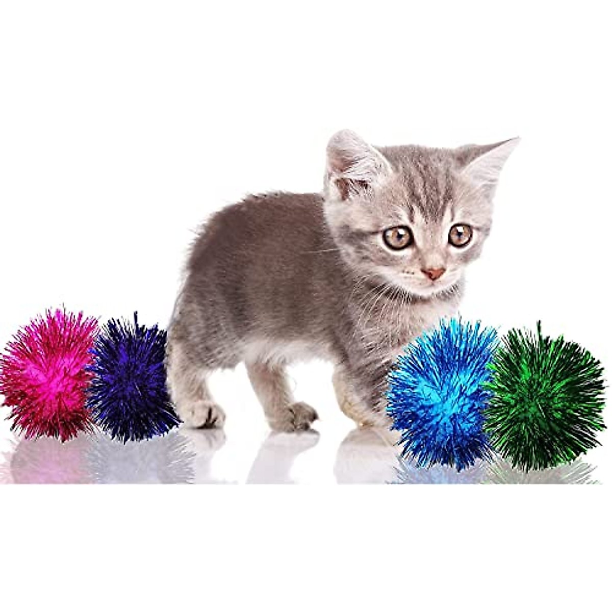 Axe Sickle 20 Pcs 2 Inch Sparkle Ball Cat Toy Interactive Balls Multicolor for Kittens Exercise and Multiple Cats Play and Chase