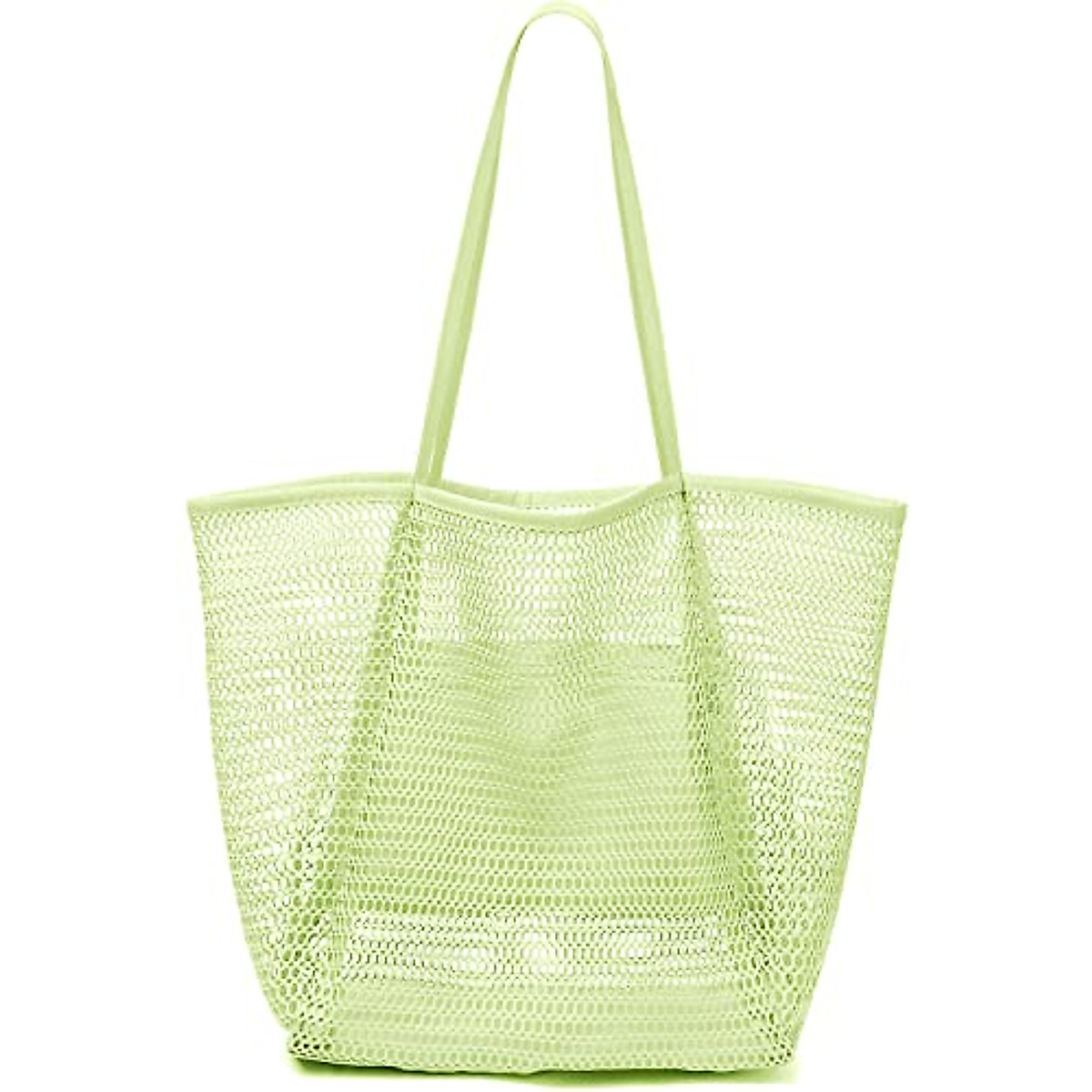 hatisan Beach Bag Mesh Tote Bag, Upgrade Beach Tote with Phone Pouch Women Mesh Bag Shoulder Bag for Beach Travel Vacation (Green)